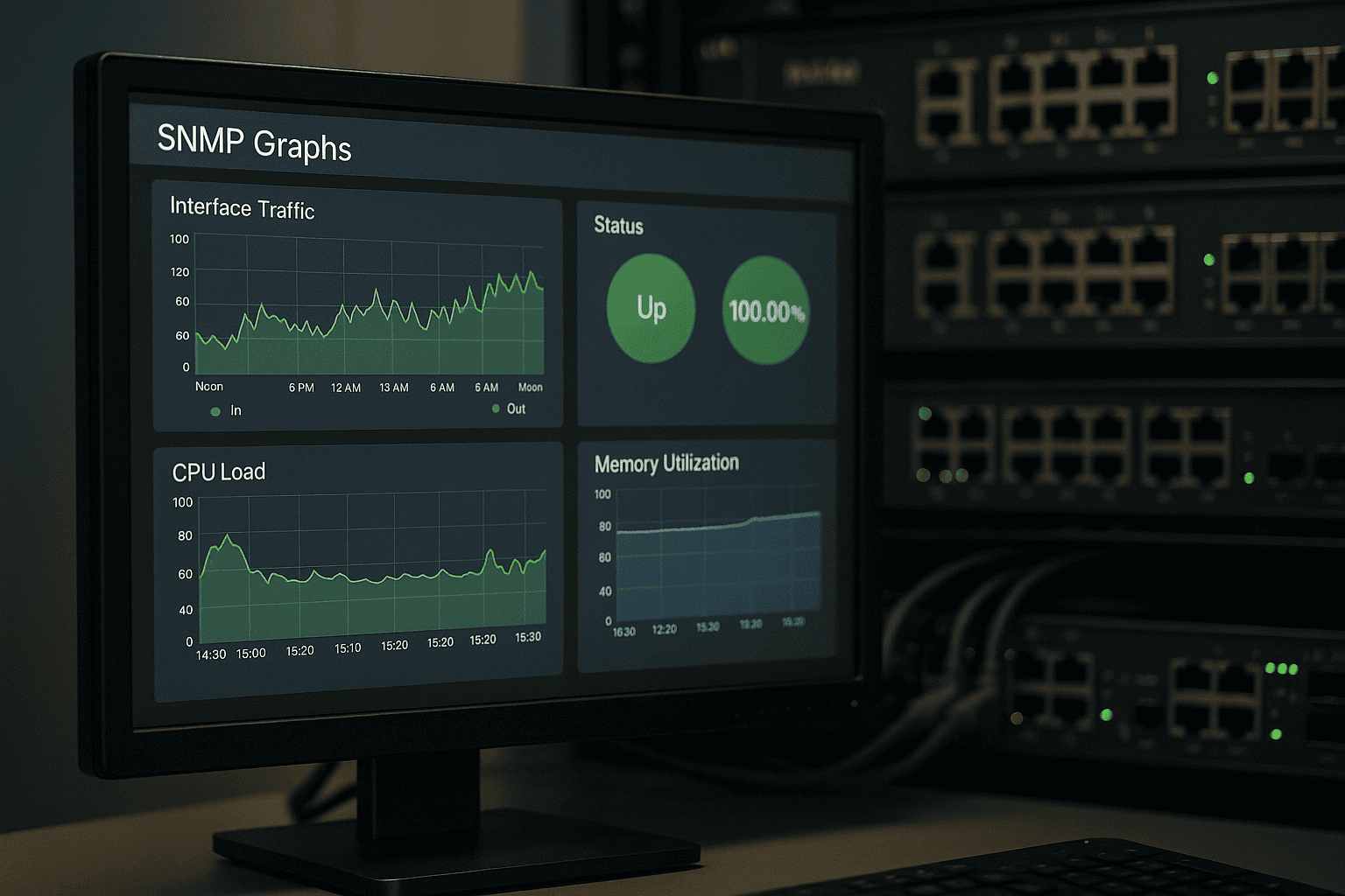 Monitoramento SNMP em switches Ethernet.